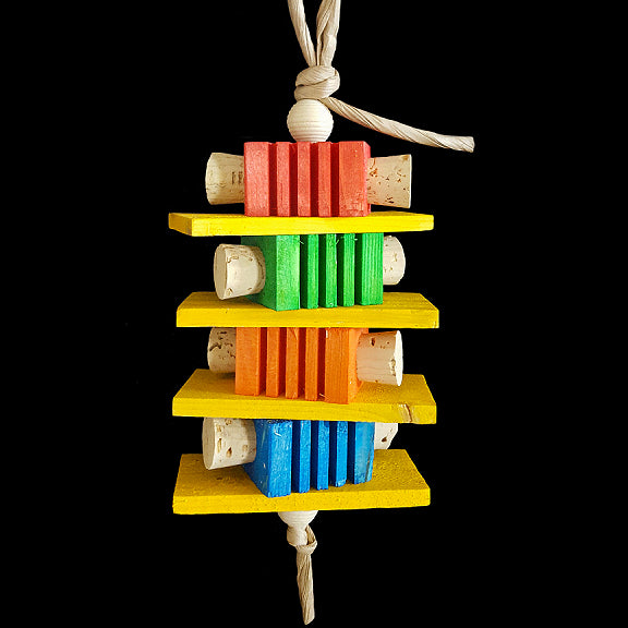 Four Play Pine & Cork Bird Toy for Small Parrots – Birdy Boredom Busters